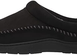 Dearfoams Men's Thompson Cozy Memory Foam Indoor Outdoor Clog House Slipper, Black, Large