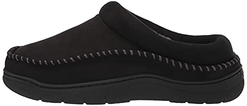 Dearfoams Men's Thompson Cozy Memory Foam Indoor Outdoor Clog House Slipper, Black, Large