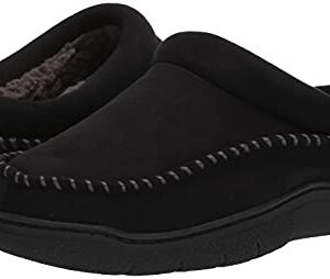 Dearfoams Men's Thompson Cozy Memory Foam Indoor Outdoor Clog House Slipper, Black, Large