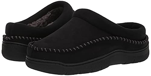 Dearfoams Men's Thompson Cozy Memory Foam Indoor Outdoor Clog House Slipper, Black, Large