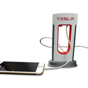 Desktop Supercharger Replica Charging Station, Supercharger Station - Fits USB-C Cables for Android and iPhone (Red)