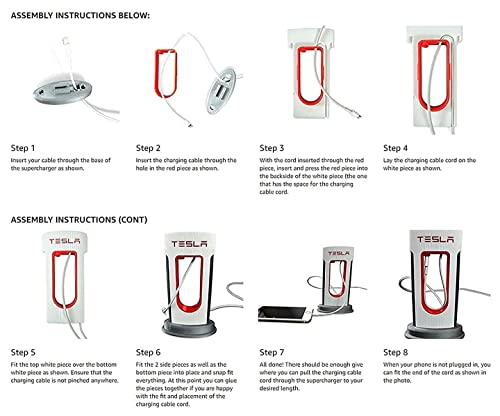 Desktop Supercharger Replica Charging Station, Supercharger Station - Fits USB-C Cables for Android and iPhone (Red)