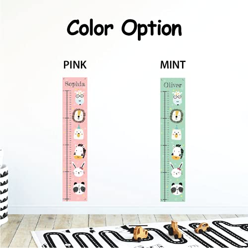 Personalized Canvas Growth Chart for Kids, Height Chart for Kids, Growth Chart Banner with Name (Animal 2)