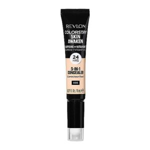 revlon colorstay skin awaken 5-in-1 concealer, lightweight, creamy longlasting face makeup with caffeine & vitamin c, for imperfections, dark circles & redness, 005 fair, 0.27 fl oz