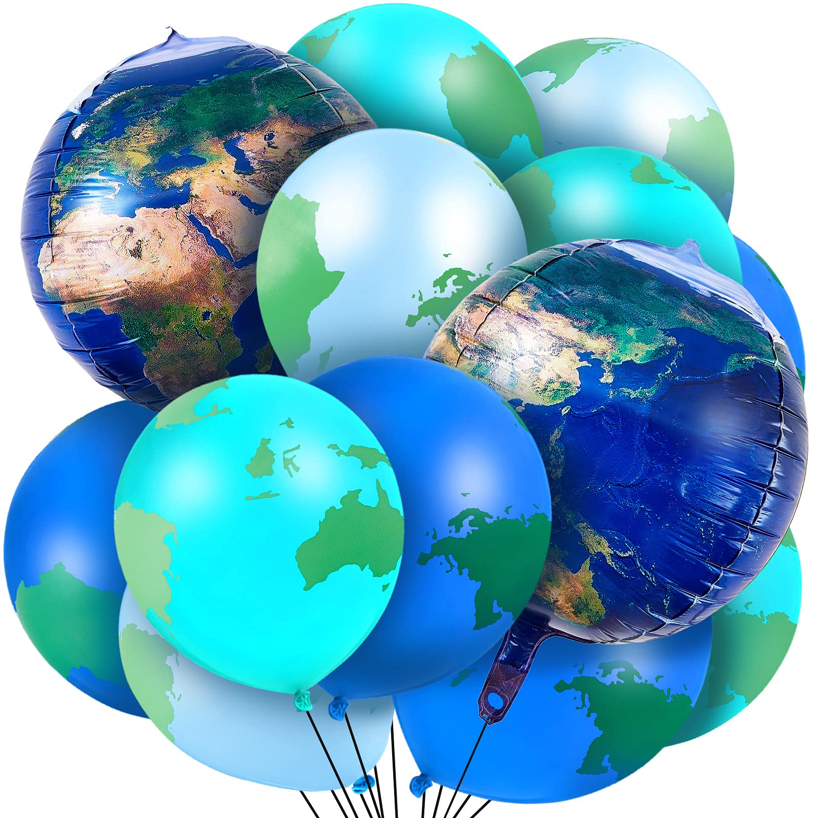 48 Earth Balloons Set Include 8 Pieces 22 Inch Planet Balloon Global Balloon 40 Pieces 12 Inch World Map Latex Balloon Garland for Travel Theme Space Theme Party Earth Day Decoration Teaching Supplies