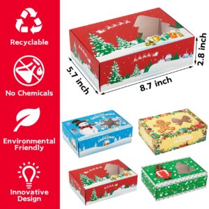 MISS FANTASY Christmas Cookie Gift Boxes - Frosted Holiday Containers with Window for Cookie Exchange, Candy Treats - 20 Pack