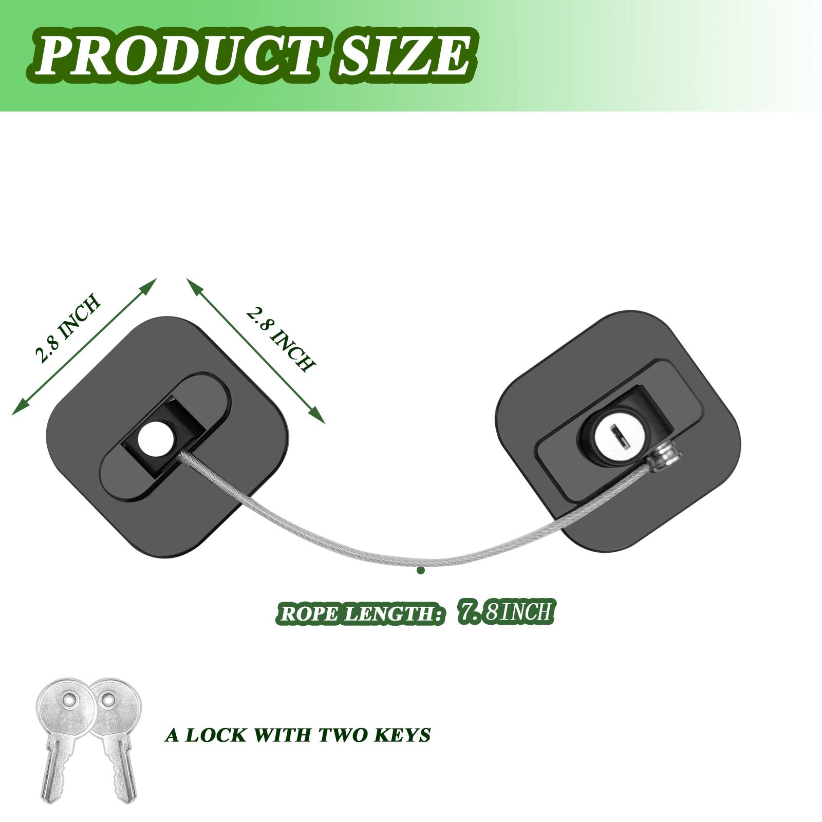 Fridge Lock, 2 Pack Refrigerator Lock with 4 Keys, Child Safety Locks with Strong Adhesive for Cabinet Lock, Freezer Lock and Drawer Lock (Black)