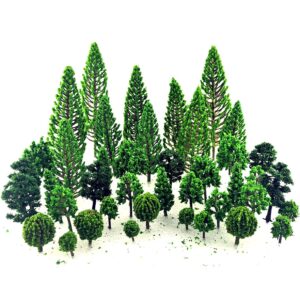 saktopdeco 40 pcs miniature trees bushes model trees diorama trees woodland scenic train scenery railroad architecture fake trees