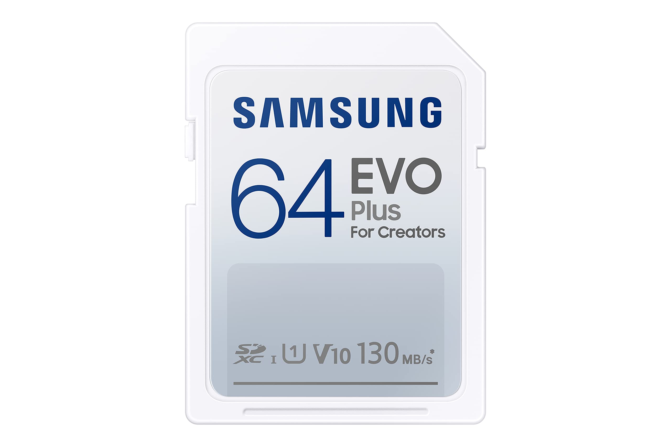 SAMSUNG EVO Plus Full Size 64 GB SDXC Card 130MB/s Full HD & 4K UHD, UHS-I, U1, V10 (MB-SC64K/AM)