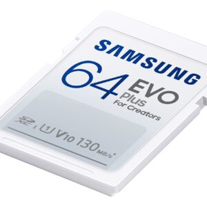 SAMSUNG EVO Plus Full Size 64 GB SDXC Card 130MB/s Full HD & 4K UHD, UHS-I, U1, V10 (MB-SC64K/AM)