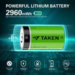 Taken 4 Pack 123 Batteries Lithium 3.7V CR123 Batteries [CAN BE RECHARGED] for Arlo Cameras (VMC3030/VMK3200/VMS3330/3430/3530), Flashlight, Microphone