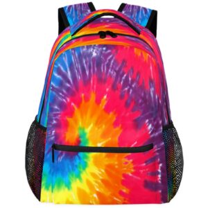 rainbow tie dye backpacks for girls boys, abstract travel backpack laptop backpack waterproof school backpack bookbags for teens kids backpack with multiple pocket