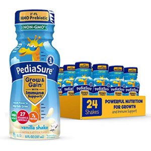 pediasure grow & gain with 2âââ€š¬ââ€ž¢-fl hmo prebiotic, kids nutrition shake, vitamins c, e, b1, b2, non-gmo, vanilla, bottle, 8 fl oz, 24 count