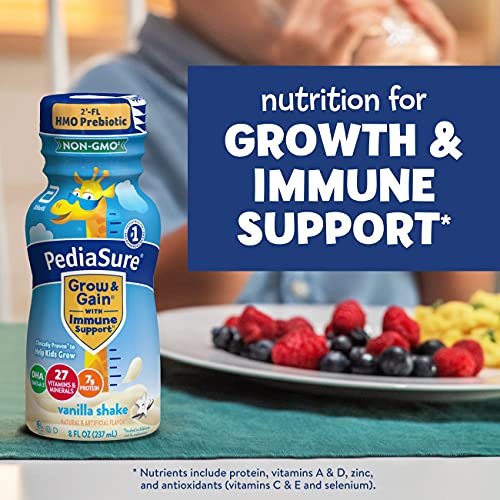 PediaSure Grow & Gain with 2âââ€š¬ââ€ž¢-FL HMO Prebiotic, Kids Nutrition Shake, Vitamins C, E, B1, B2, Non-GMO, Vanilla, Bottle, 8 Fl Oz, 24 Count