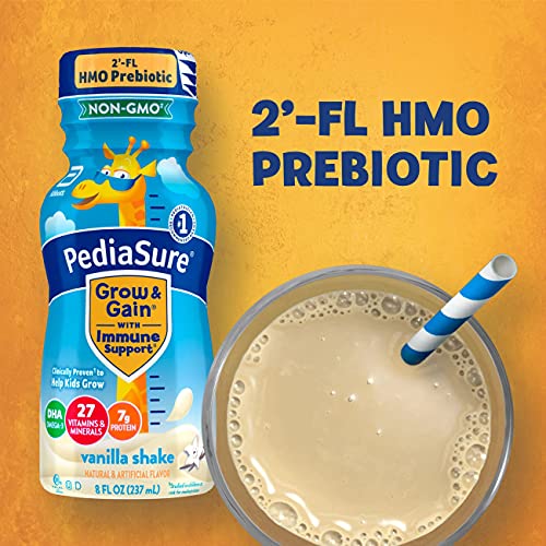 PediaSure Grow & Gain with 2âââ€š¬ââ€ž¢-FL HMO Prebiotic, Kids Nutrition Shake, Vitamins C, E, B1, B2, Non-GMO, Vanilla, Bottle, 8 Fl Oz, 24 Count