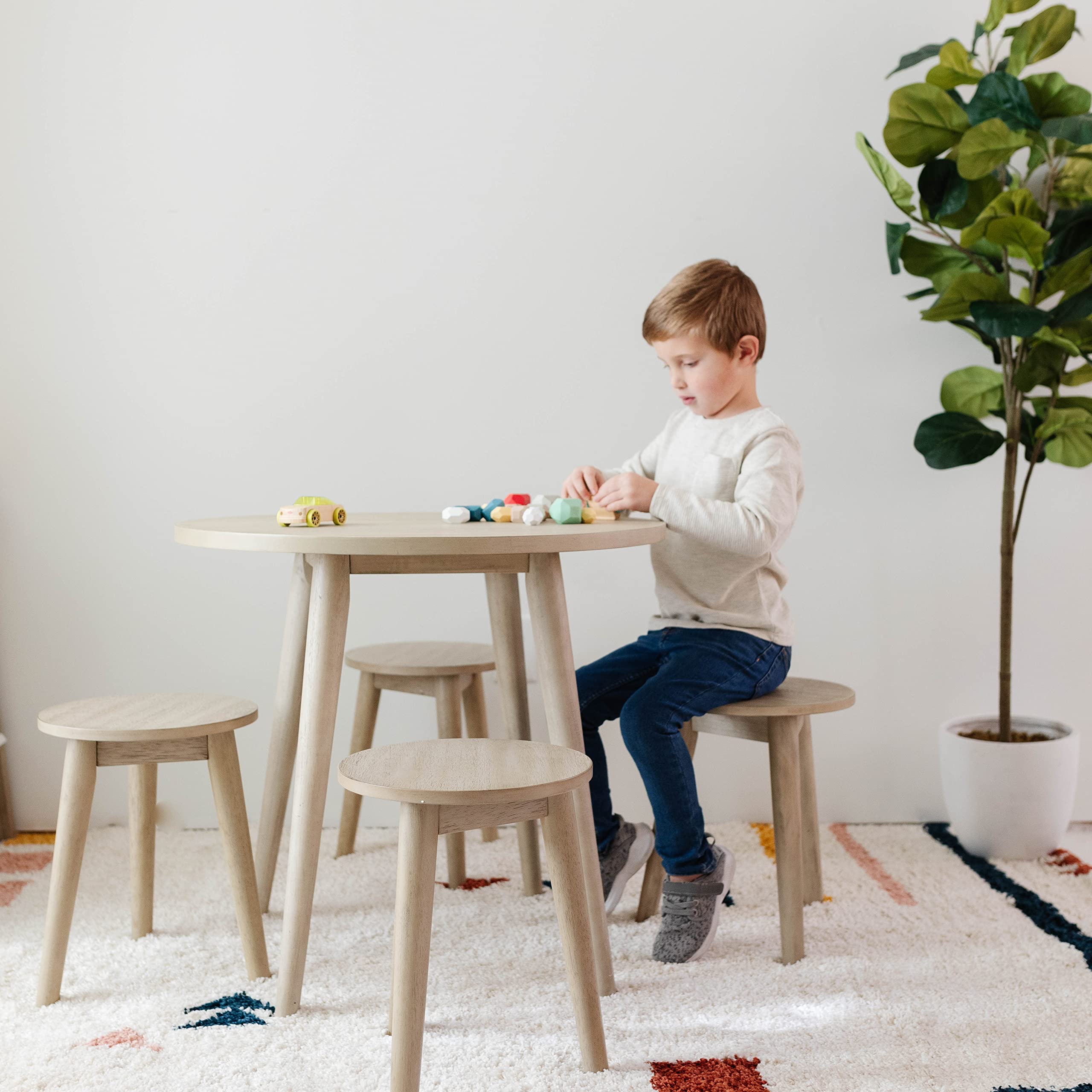 Signature Design by Ashley Blariden 5 Piece Children's Table & Stool Set, Beige