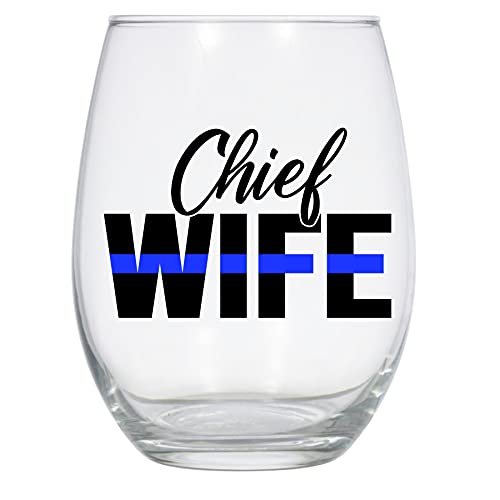 Laguna Design Co. Chief Wife Wine Glass, 21 Oz, Police Chief Wife, Police Wife Gift