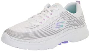 skechers women's go walk 6-inner joy sneaker, white/multi, 10