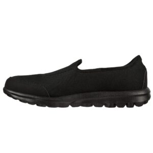 skechers women's go walk classic-10 year anniversary sneaker, black, 8 wide