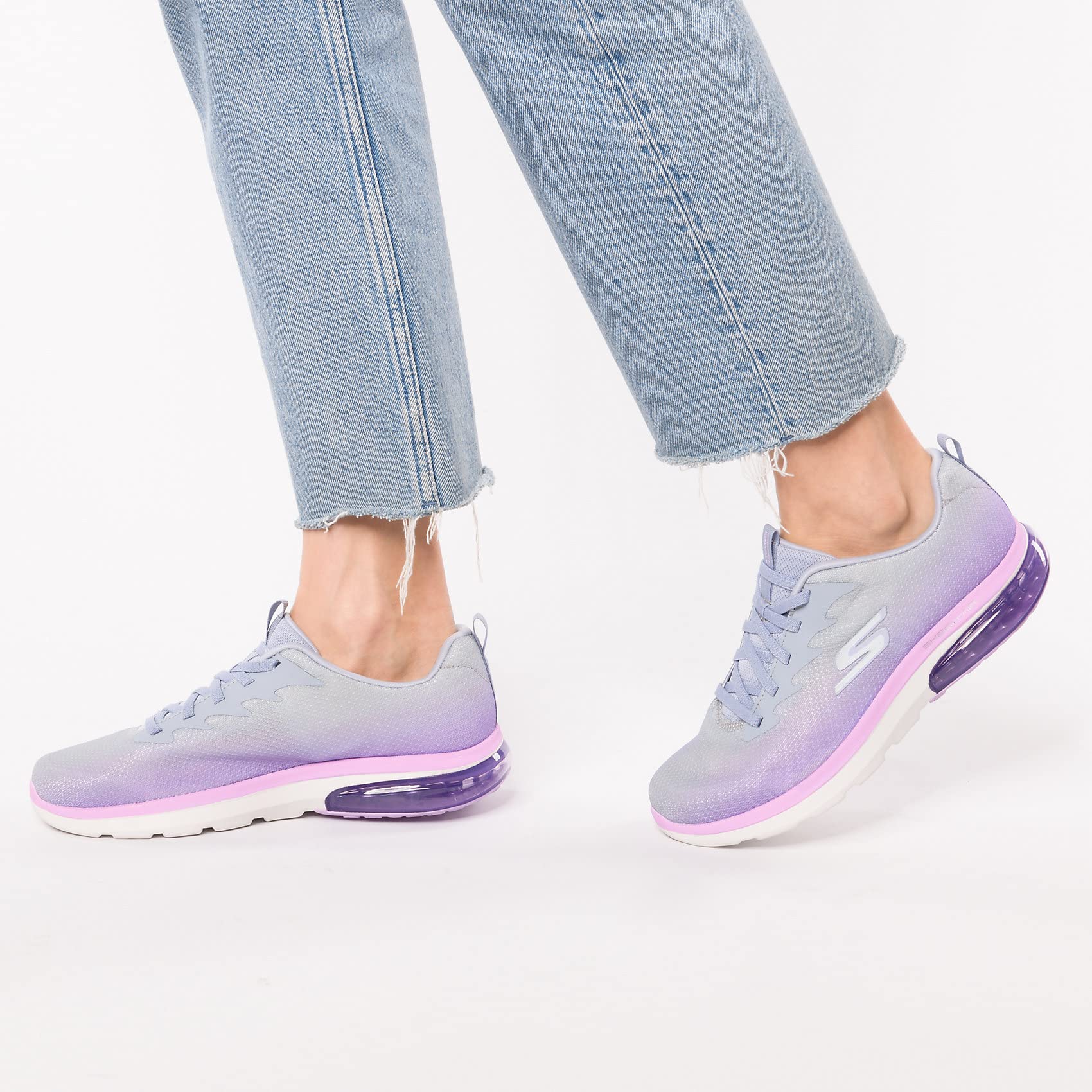 Skechers Women's GO Walk AIR 2.0-Quick Breeze Sneaker, Gray/Lavender, 9.5