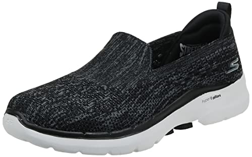 Skechers Women's GO Walk 6-Valerie Sneaker, Black/Gray, 8