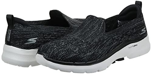 Skechers Women's GO Walk 6-Valerie Sneaker, Black/Gray, 8