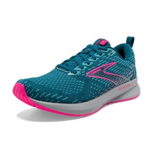 brooks women's levitate 5 neutral running shoe - blue/porcelain/pink - 8.5 medium