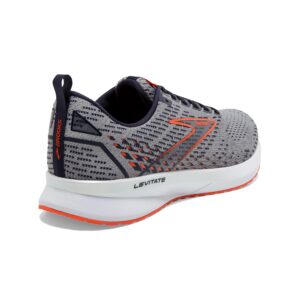 Brooks Men's Levitate 5 Neutral Running Shoe - Grey/Peacoat/Flame - 11.5 Medium