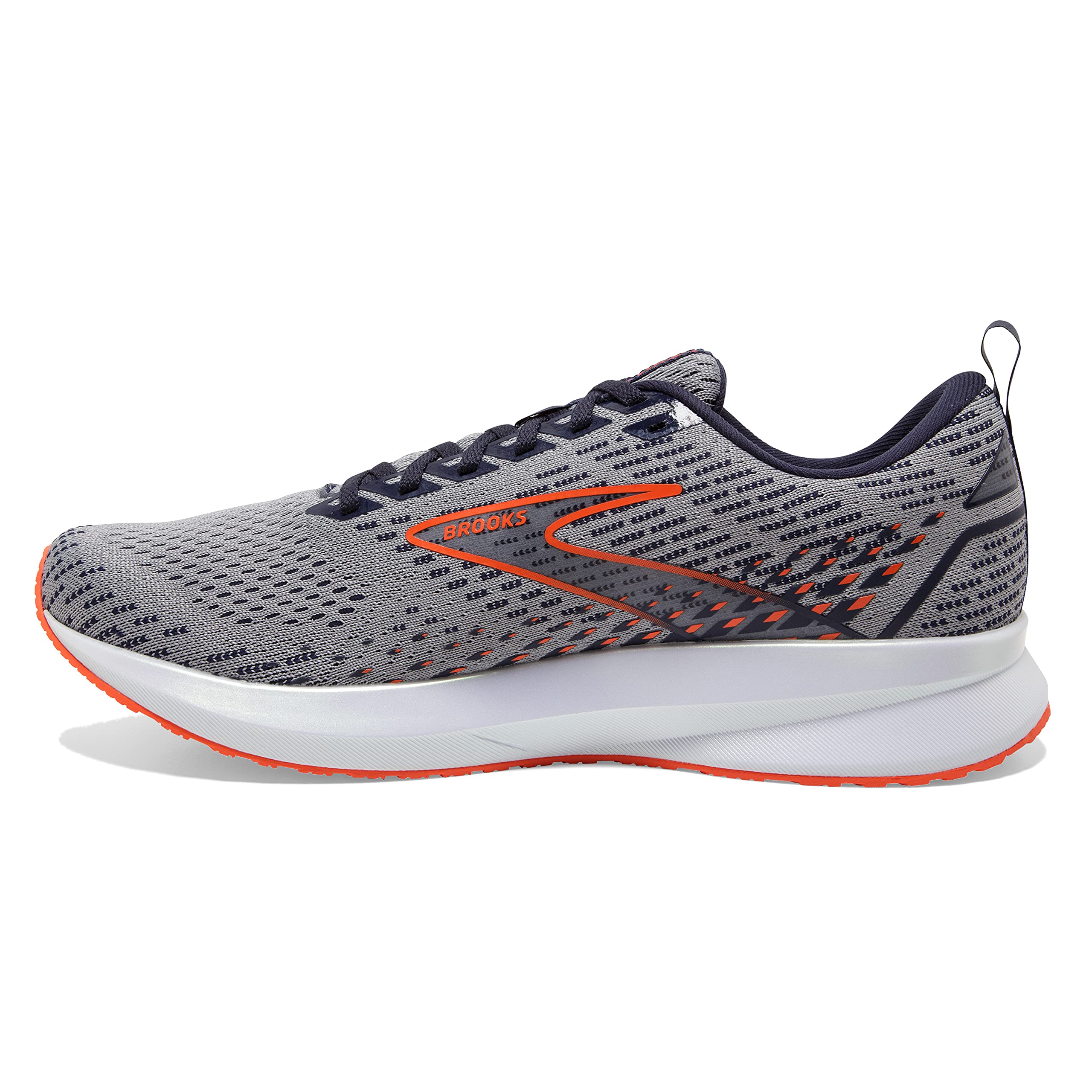 Brooks Men's Levitate 5 Neutral Running Shoe - Grey/Peacoat/Flame - 11.5 Medium