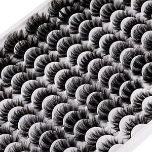 False Eyelashes 48 Pairs 6 Styles Mixed Fluffy Curled Fake Eye Lashes Bulk Wholesale Dramatic Thick 5D Wispy Strip Faux Mink Eyelashes Multipack