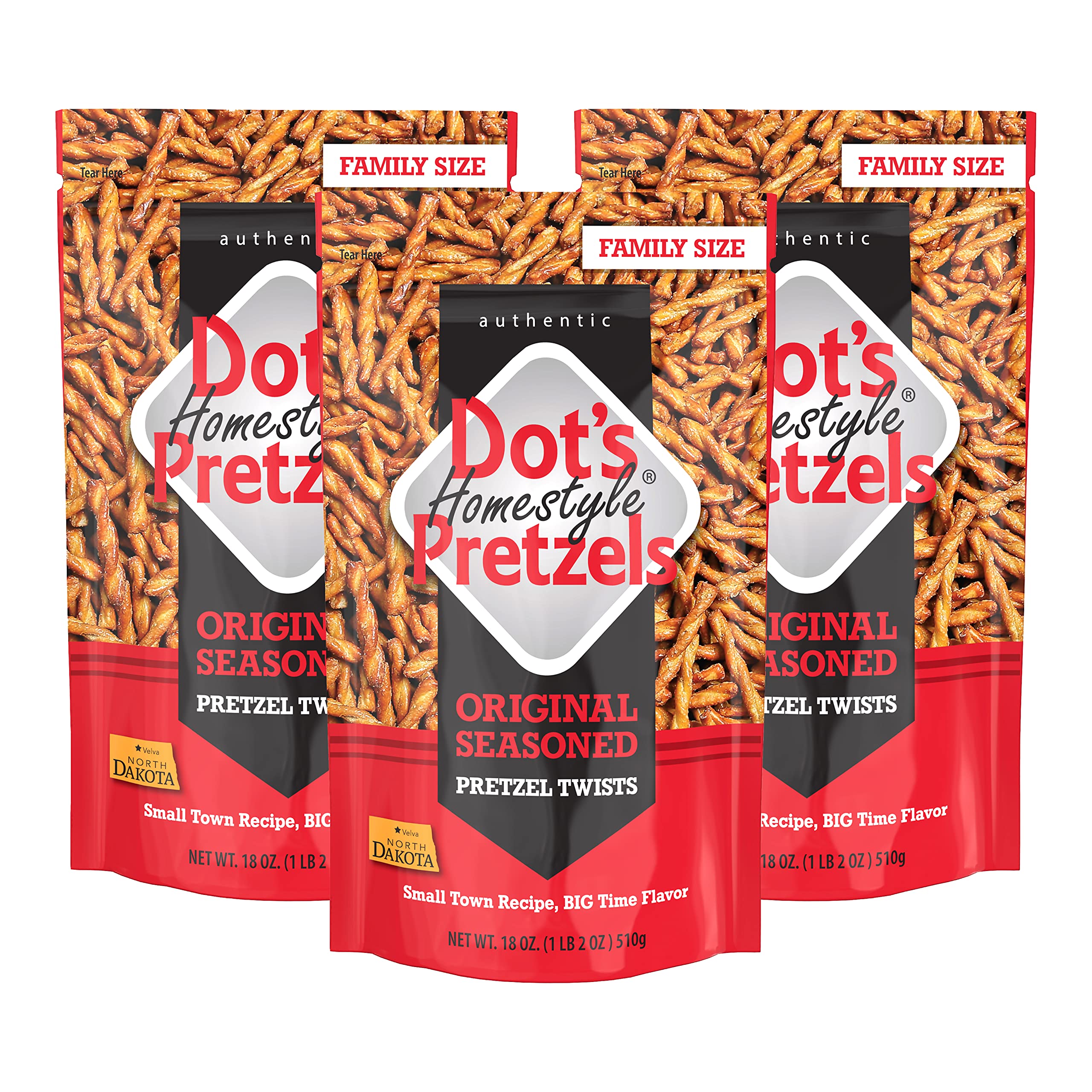 Dot's Homestyle Pretzels 18 Ounce Family Size Original Seasoned Pretzel Twists (3 Pack)