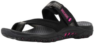 skechers women's reggae-seize the day sport sandal black/fuchsia 6.5