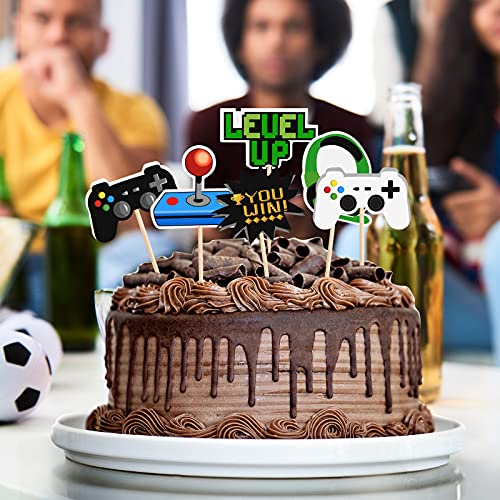 MIAHART 60 Pcs Video Game Themes Cake Toppers 6 Styles Cupcake Picks Decorations for Kids Gaming Birthday Fans Party Favors