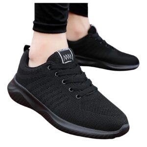 Hbeylia Golf Walking Shoes for Women Men Fashion Lace Up Lightweight Slip On Athletic Sneakers Outdoor Sport Running Hiking Tennis Shoes for Boys Girls Back to School Work Nursing Shoes Black