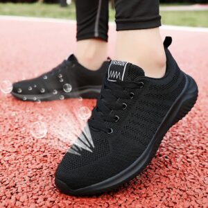 Hbeylia Golf Walking Shoes for Women Men Fashion Lace Up Lightweight Slip On Athletic Sneakers Outdoor Sport Running Hiking Tennis Shoes for Boys Girls Back to School Work Nursing Shoes Black