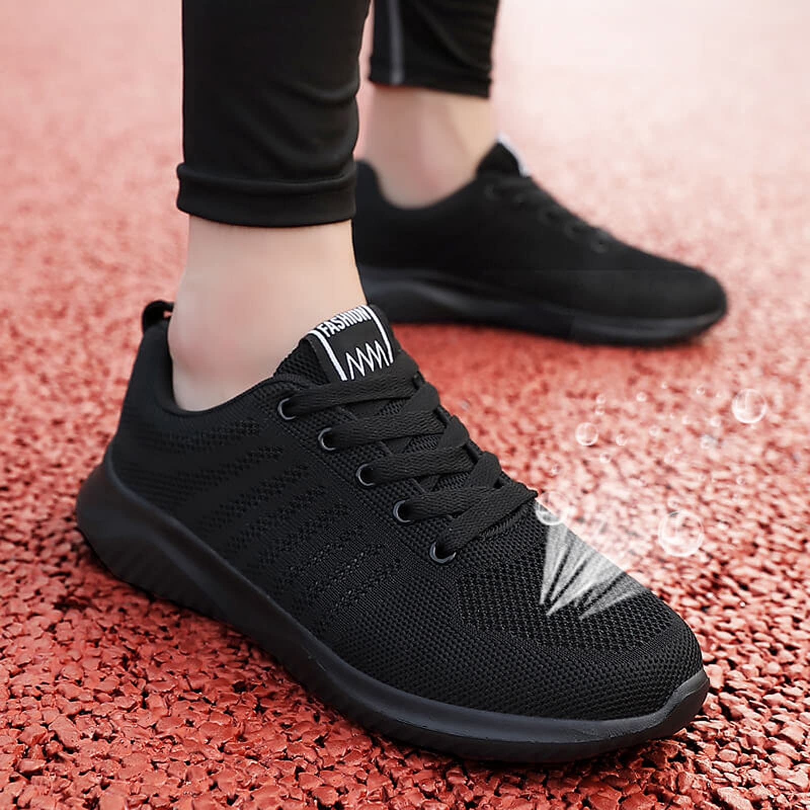 Hbeylia Golf Walking Shoes for Women Men Fashion Lace Up Lightweight Slip On Athletic Sneakers Outdoor Sport Running Hiking Tennis Shoes for Boys Girls Back to School Work Nursing Shoes Black