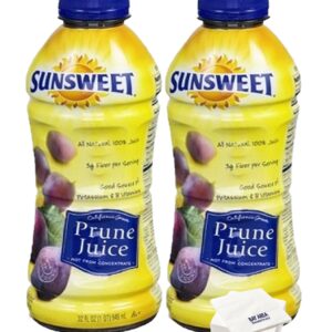 Sunsweet Prune Juice, 32 ounce (2-Pack) with Bay Area Marketplace Napkins