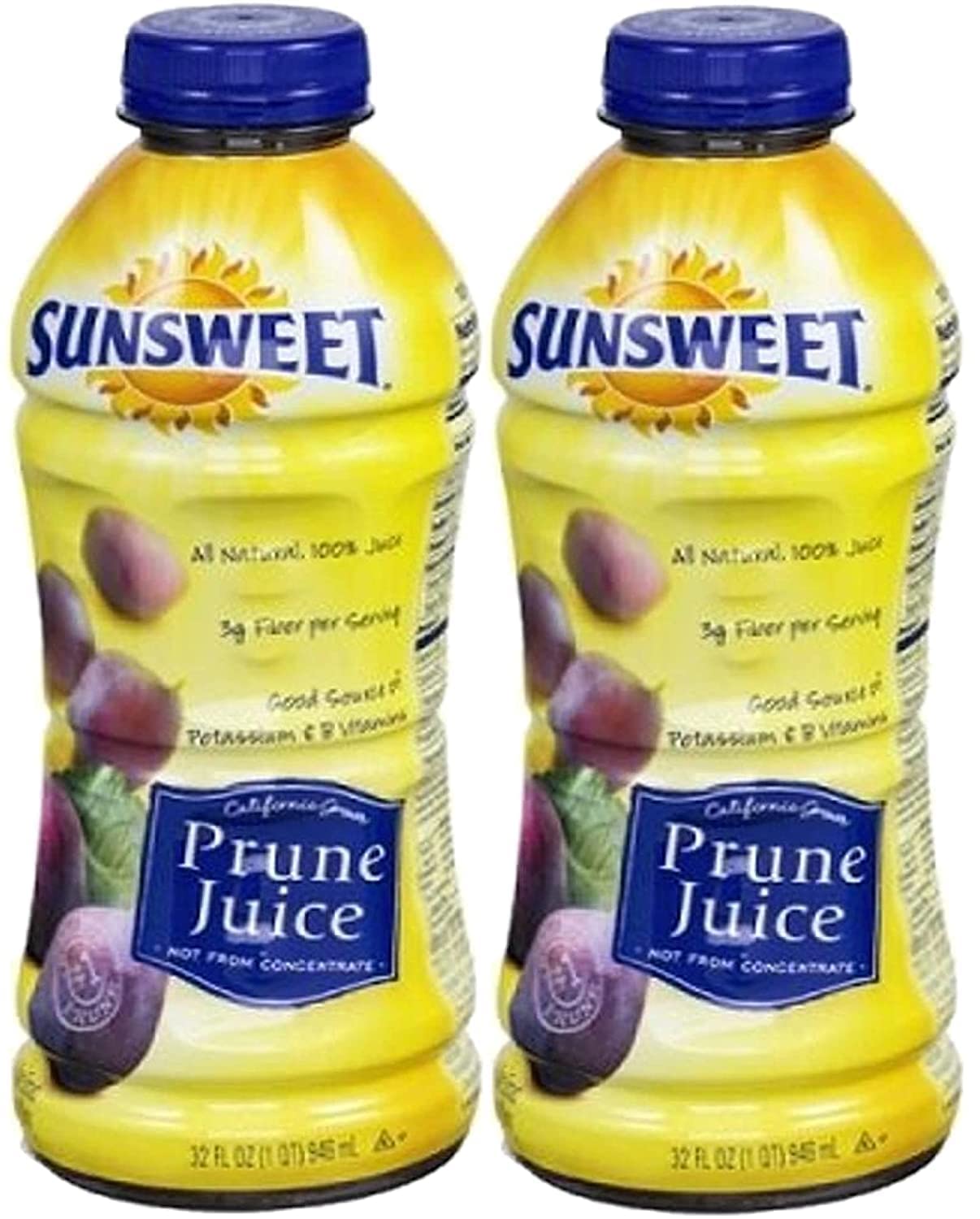 Sunsweet Prune Juice, 32 ounce (2-Pack) with Bay Area Marketplace Napkins