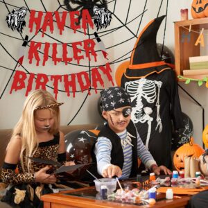 Quimoy Have a Killer Birthday Decorations, Halloween Banner Decorations, with 12 Pcs Bat Wall Sticker Décor Party,Kid Party,Haunted House Decor