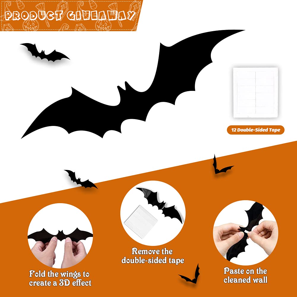 Quimoy Have a Killer Birthday Decorations, Halloween Banner Decorations, with 12 Pcs Bat Wall Sticker Décor Party,Kid Party,Haunted House Decor