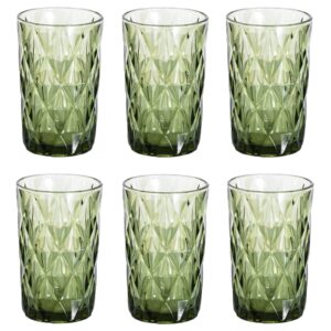 bandesun thick glassware drinking glass set of 6 diamond kitchen glasses tumbler cup（12 oz），for water，cocktail，milk，juice and beverage.