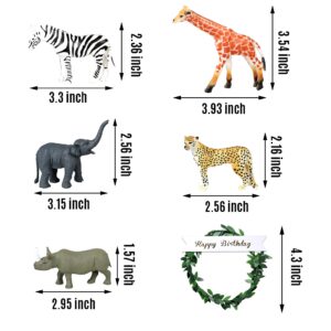 25 PCS Jungle Animal Cake Toppers, Safari Animals Figure Toys Picks Jungle Wild One Animals Cake Decorations for Baby Shower Safari Party Holiday Party