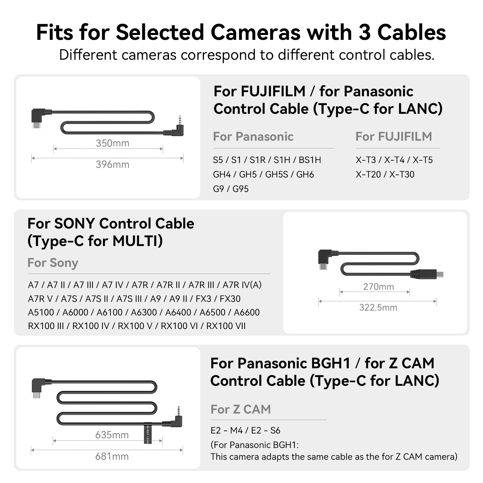 SmallRig Threaded Side Handle with Record Start/Stop Remote Trigger with 3 Control Cable for Sony Cameras, for Panasonic Cameras, for Fujifilm Cameras, for Z CAM Cameras 3323