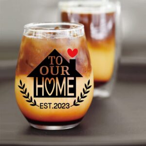 DYJYBMY To Our Home Wine Glass, Funny First Time Home Owner Gift Ideas, Housewarming Gifts for New Home, Unique First Time House Owner Gift Ideas for Men Women, 2023 Dated Our New Home Ornament