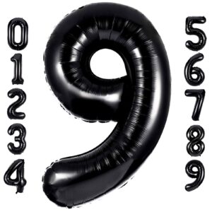 40 Inch Large Black Number 9 Balloon Extra Big Size Jumbo Digit Mylar Foil Helium Balloons for Birthday Party Celebration Decorations Graduations Wedding Anniversary Baby Shower Supplies Photo Shoot