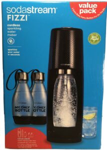 sodastream fizzi sparkling water maker with co2 carbonator and 2 extra bottles -