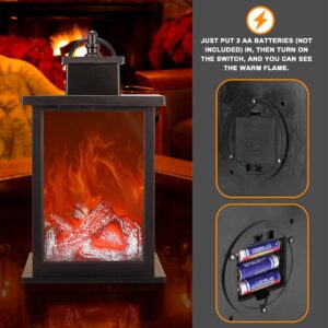 Fireplace Lamp Led Flame Log Effect Rectangle Fire Place Lantern USB Powered Simulation Flameless Fire Lights Battery Operated Fire Flame Lamp for Home Decor Indoor Christmas Ornaments (Medium)