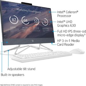 HP 22-DF 21.5-Inch Full HD WLED All-in-One PC Intel Celeron G5900T 4GB 256GB SSD Win 10 (White)