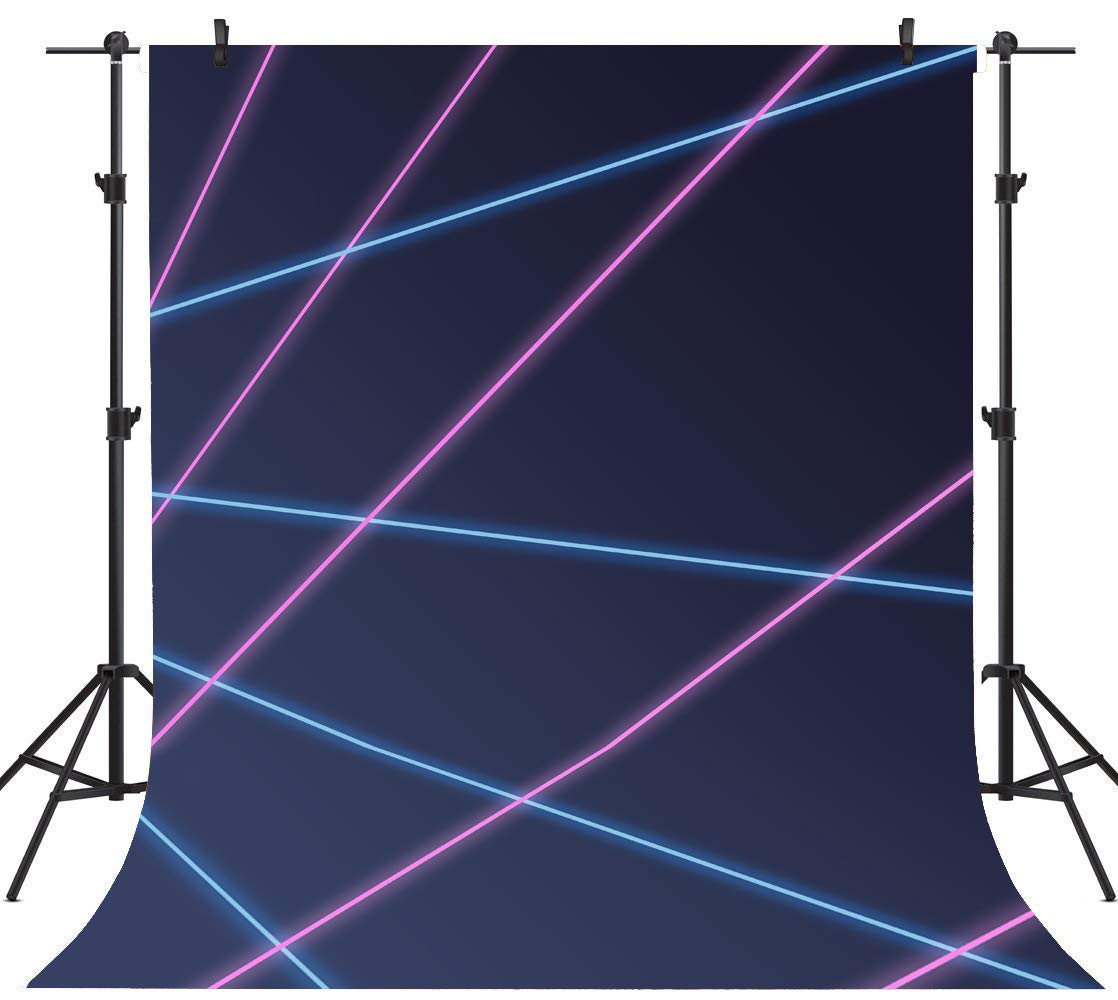 Sensfun Laser Line Photography Backdrop Neon Laser Tag Birthday Party Night Game On Indoor Photobooth Background Glow Photo Studio Backdrops Fabric 5x7ft