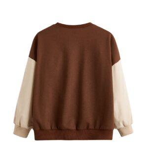 SOLY HUX Girl's Letter Print Sweatshirt Casual Long Sleeve Drop Shoulder Pullover Tops T Shirt Coffee Brown 11-12Y